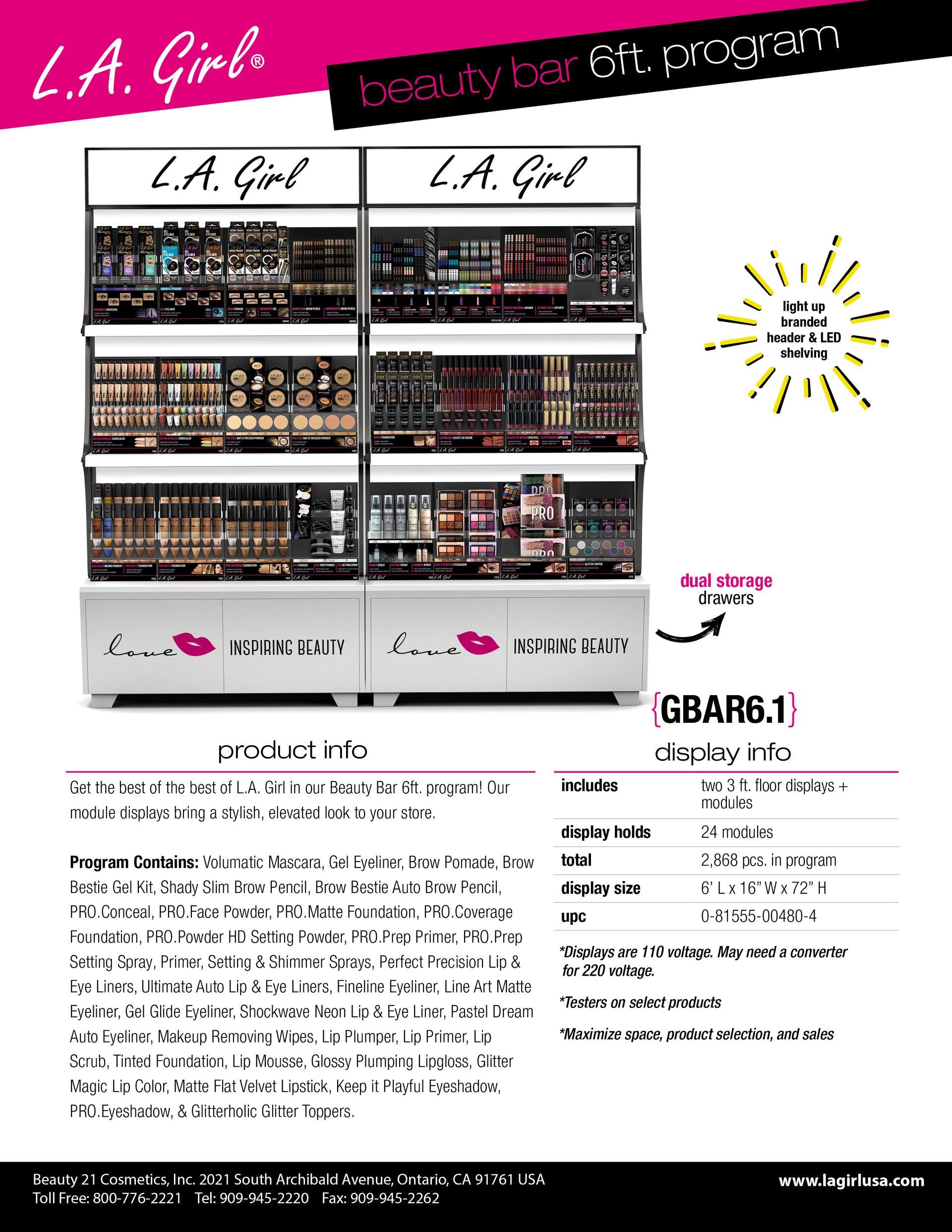 Beauty Bar: 6ft Program | L.A. Girl Cosmetics