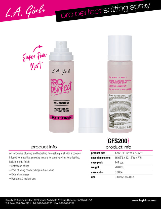 Pro Perfect Setting Spray | L.A. Girl Cosmetics