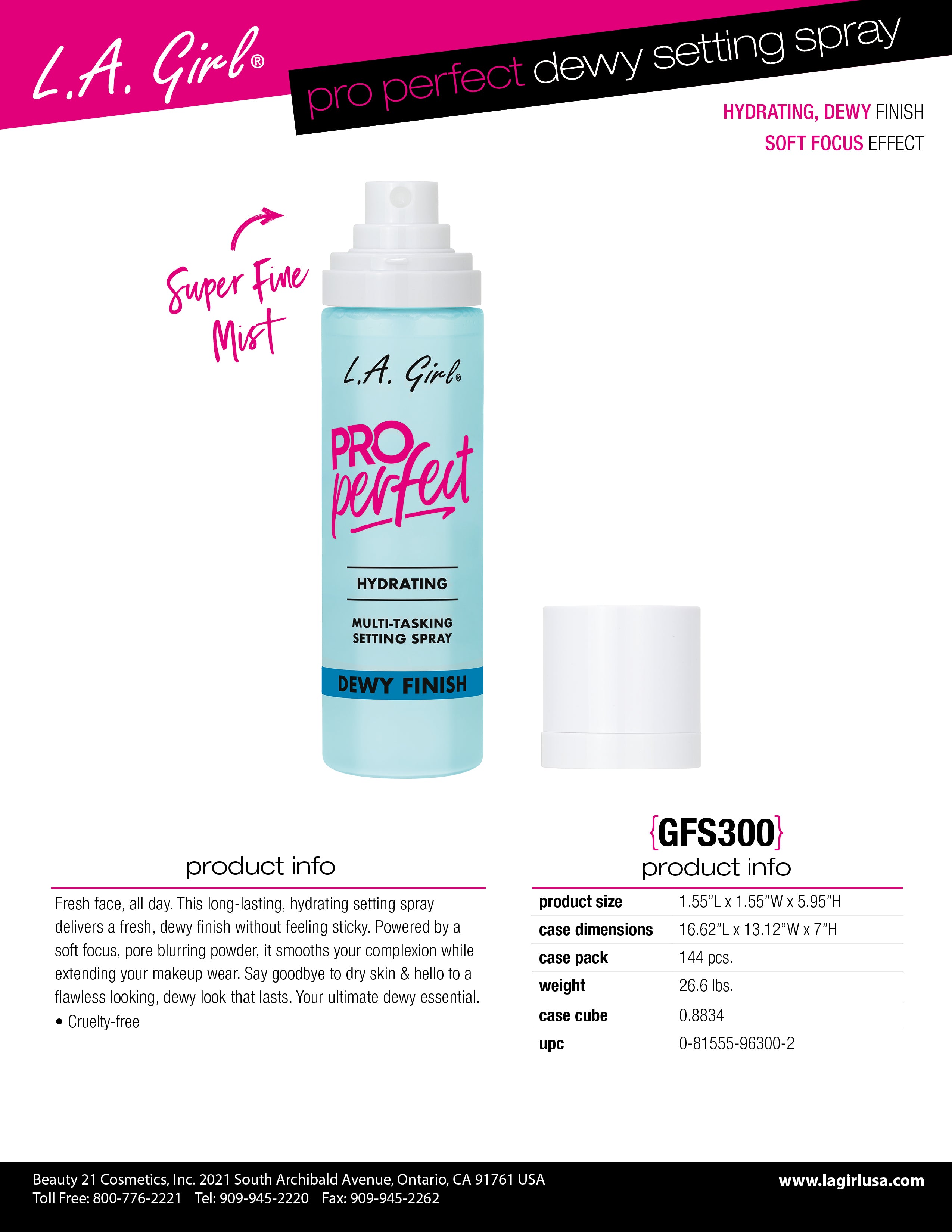 Pro Perfect Setting Spray – Dewy | L.A. Girl Cosmetics